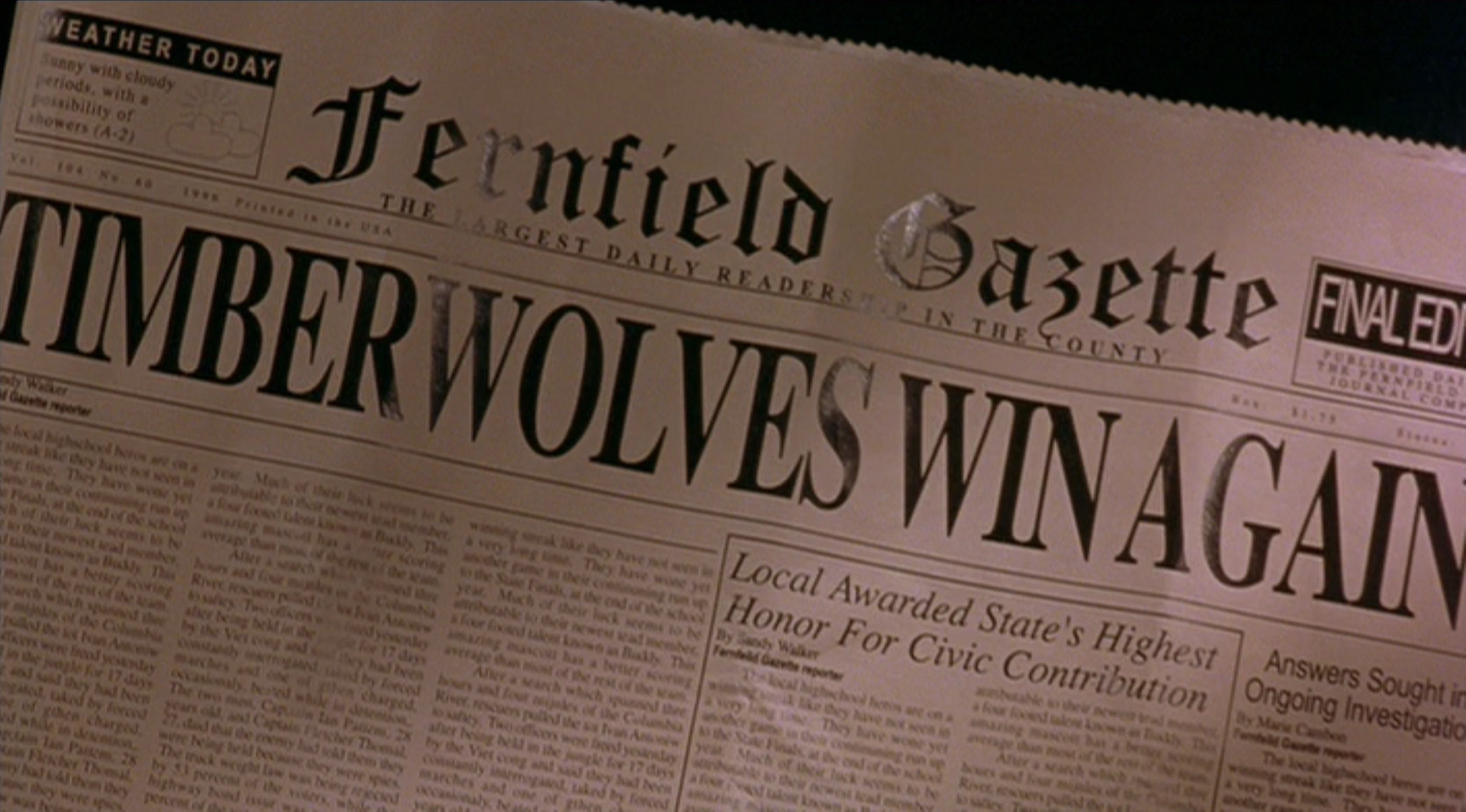 Fernfield Gazette | Air Bud Wiki | Fandom