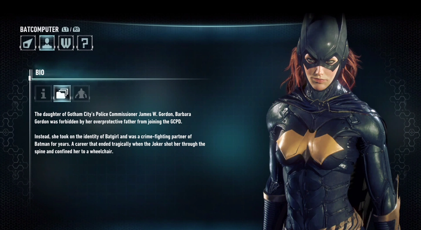 Image - Batman Arkham Knight Character bios Batgirl.png | Batman Wiki ...