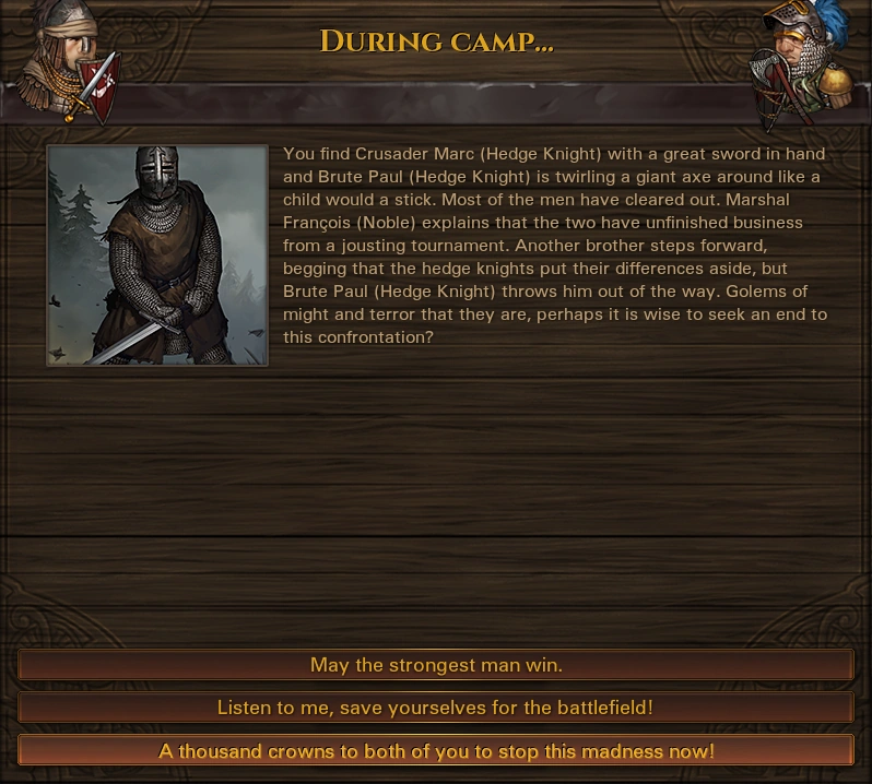 Hedge Knight vs Hedge Knight | Battle Brothers Wiki | Fandom