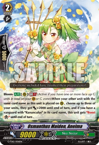 Cardfight Vanguard News: Ranunculus Flower Maiden, Ahsha Decklist (Neo Nectar)