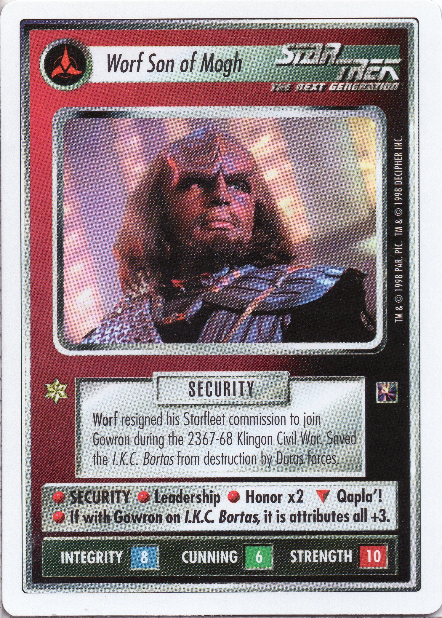 Worf Son of Mogh (TD) | CardGuide Wiki | Fandom