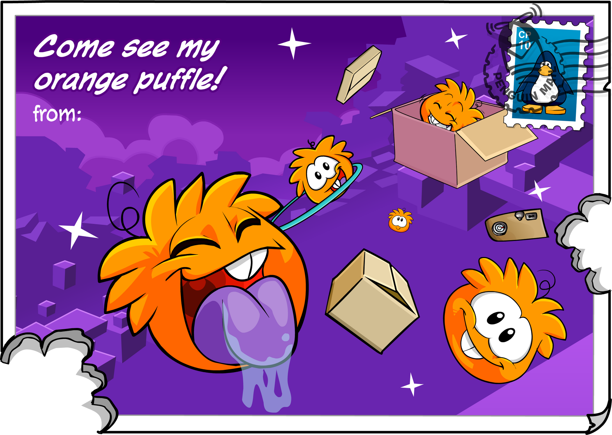 Orange Puffle Postcard Club Penguin Rewritten Wiki Fandom