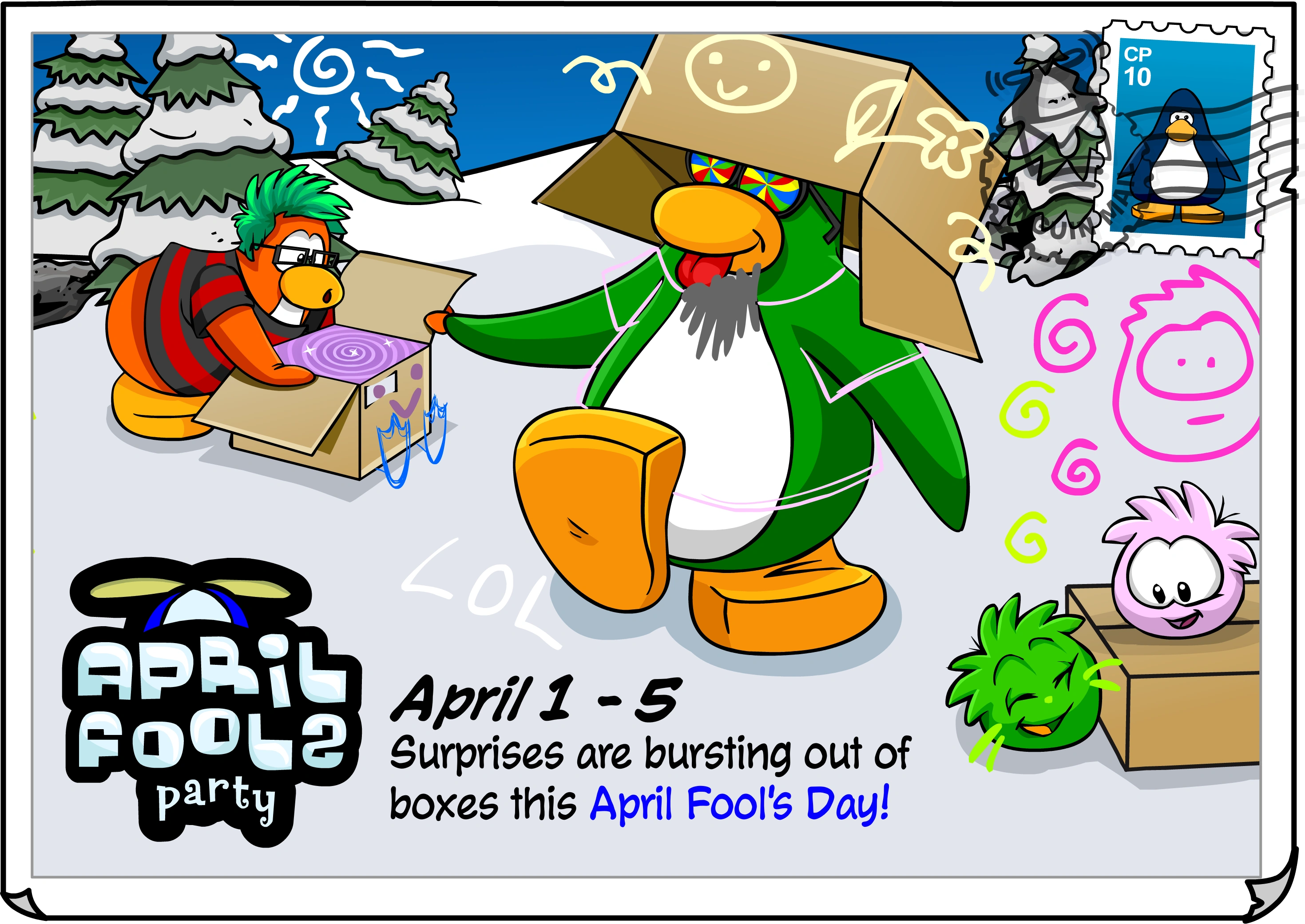 April Fool's postcard | Club Penguin Wiki | Fandom