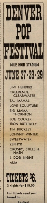 Denver Pop Festival 1969 | Concerts Wiki | Fandom