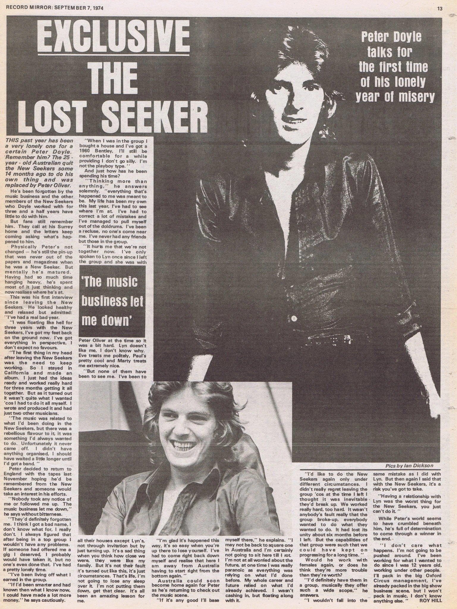 Peter Doyle leaves the New Seekers. Peter Oliver joins | Concerts Wiki ...