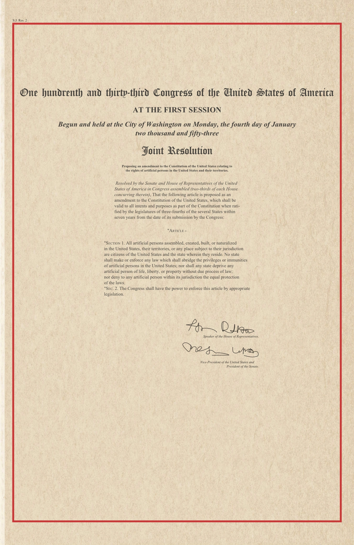 Thirtieth Amendment to the United States Constitution | Constructed ...