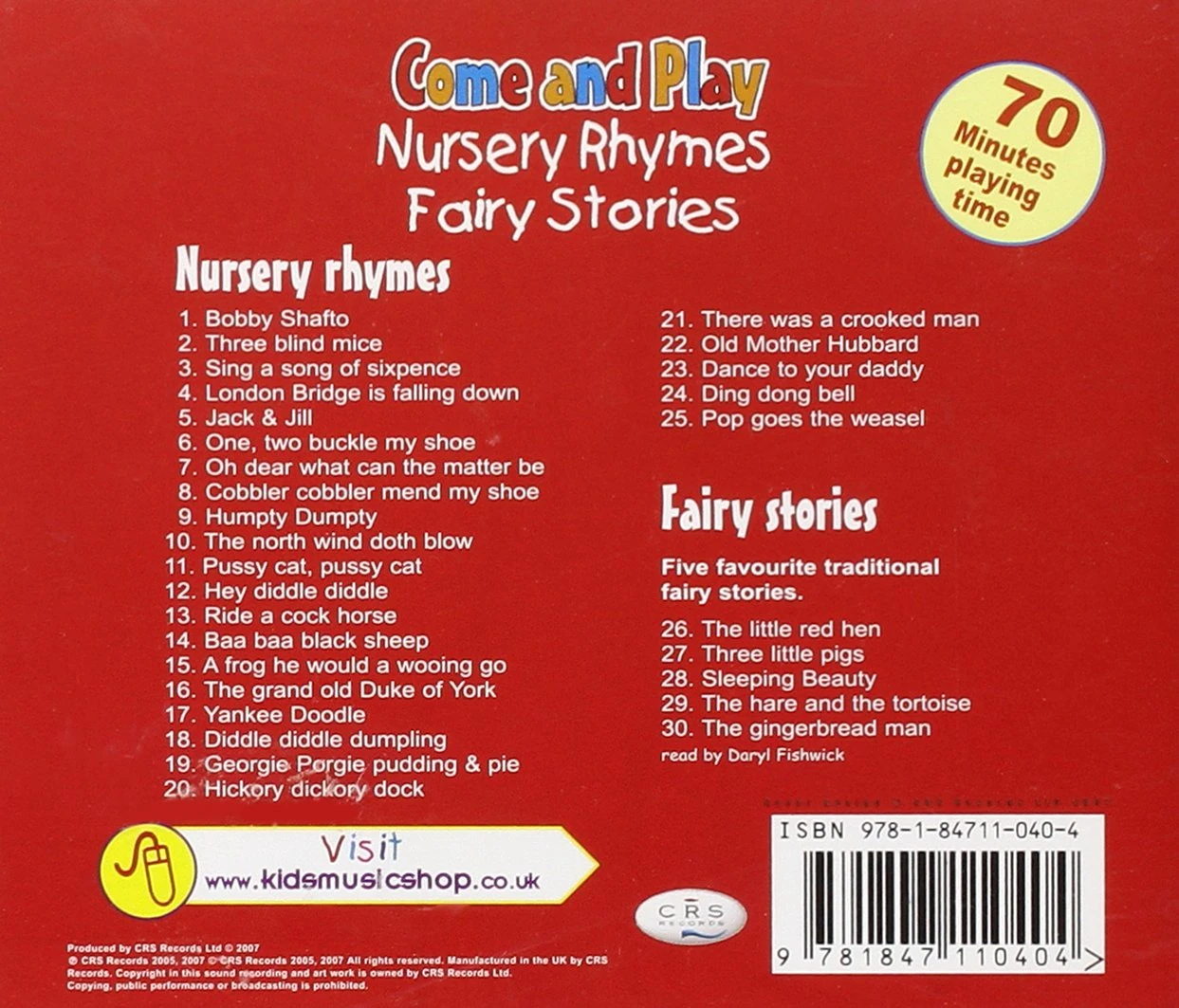 Come and Play: Nursery Rhymes & Fairy Stories | CRS Records Wiki | Fandom