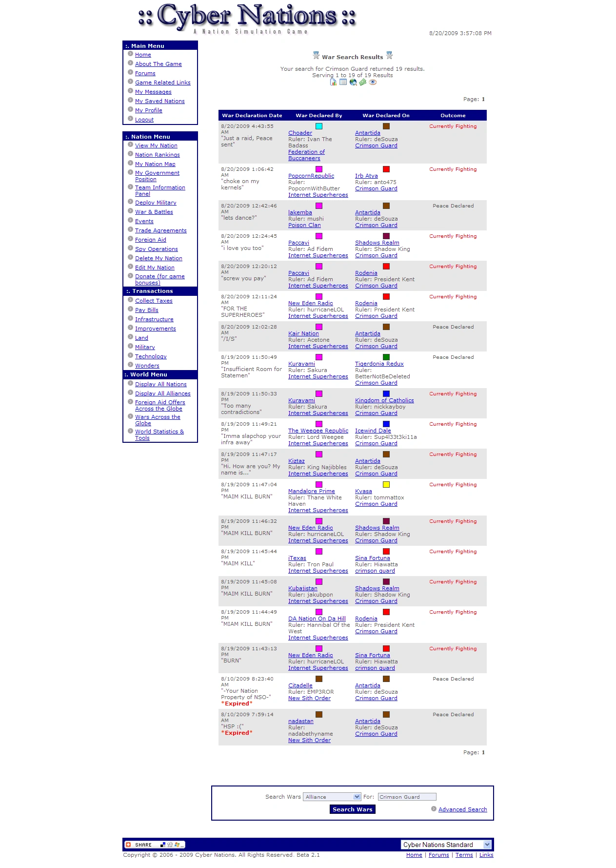 Popcorn War | Cyber Nations Wiki | Fandom