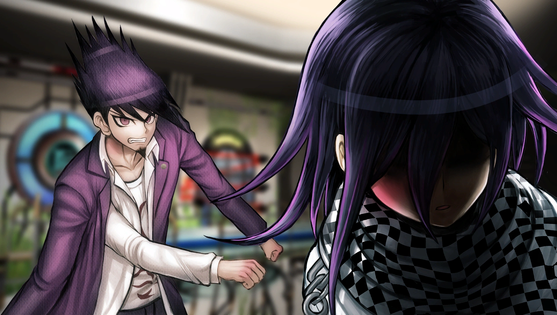Image - Danganronpa V3 CG - Kaito Momota striking Kokichi Oma.png ...