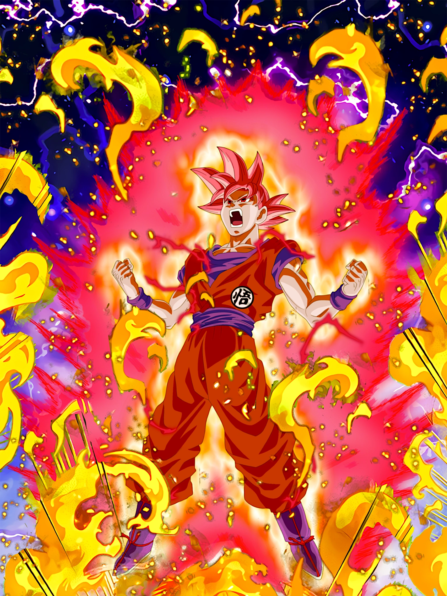 Flaming Red God Fist Super Saiyan God Goku (Kaioken) | DB-Dokfanbattle ...