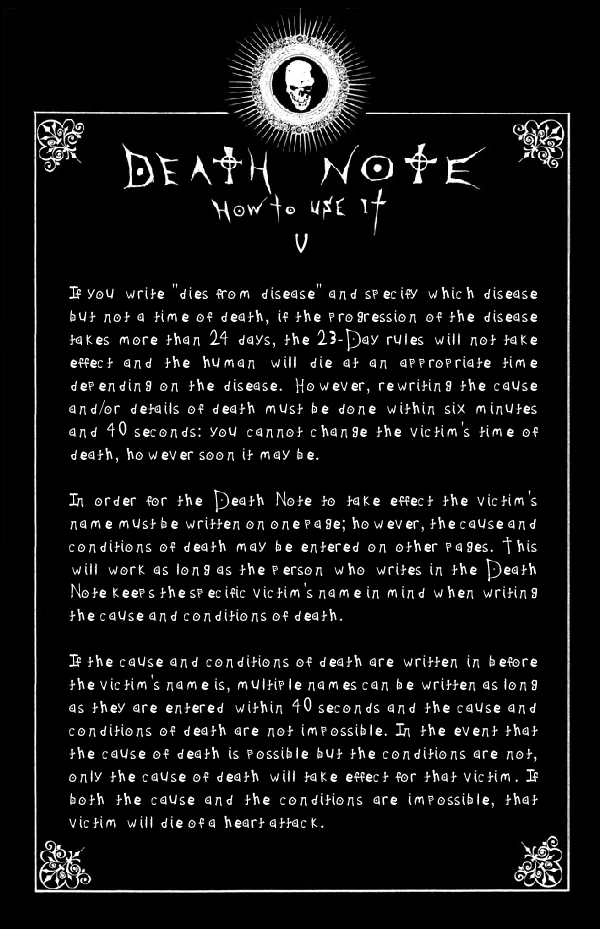 Rules of the death note | Deathnotelight Wiki | Fandom
