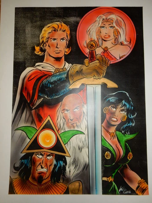 Johan, Galaxa, Merlijn, Bahaal en Demoniah (airbrush tekening) | De ...