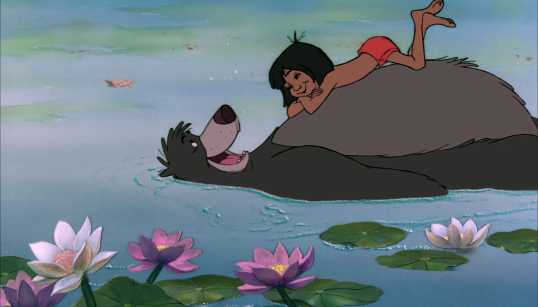 Image Mowgli And Baloo The Bear Are Both Relaxing On The River Disney Wiki Fandom