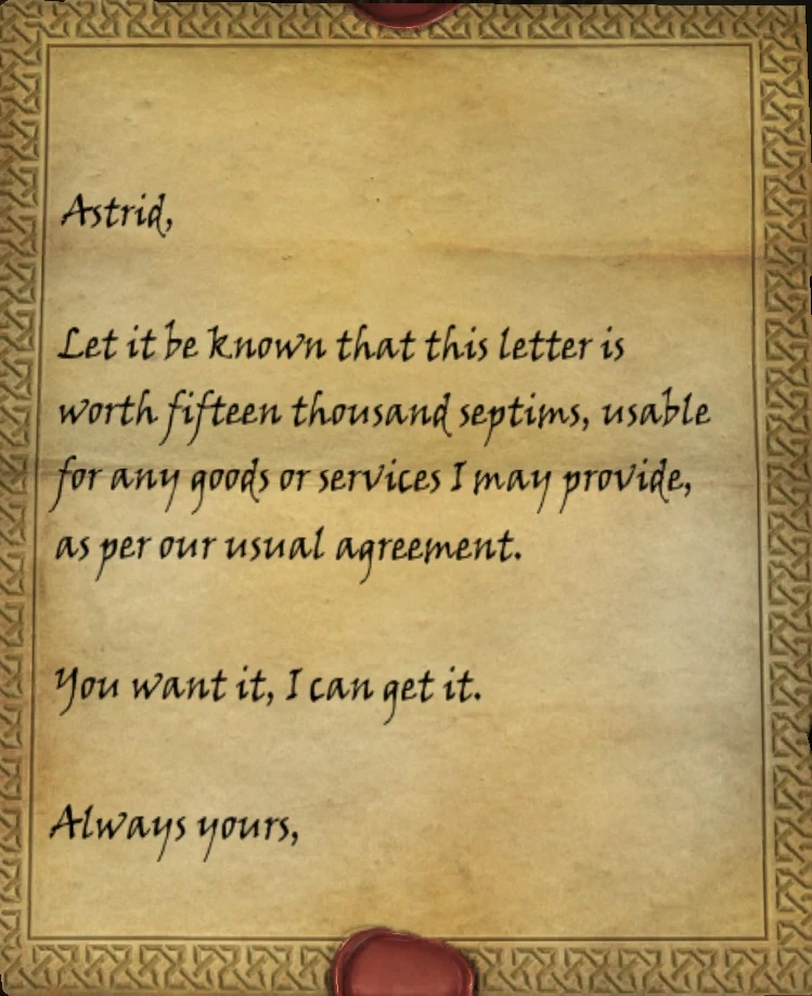Letter of Credit (Skyrim) | Elder Scrolls | Fandom