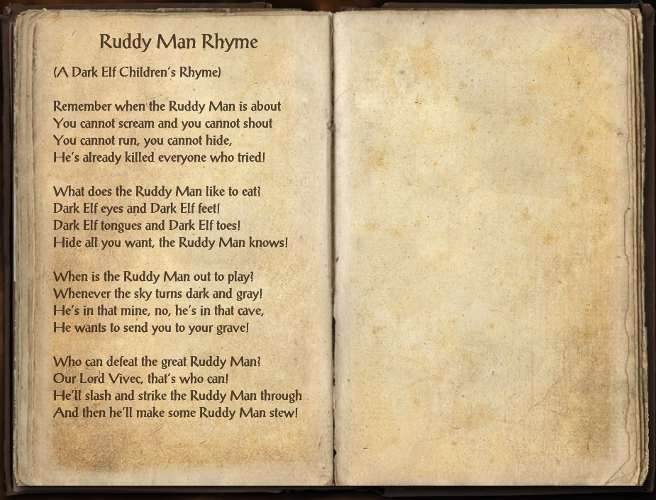 Ruddy Man Rhyme | Elder Scrolls | Fandom