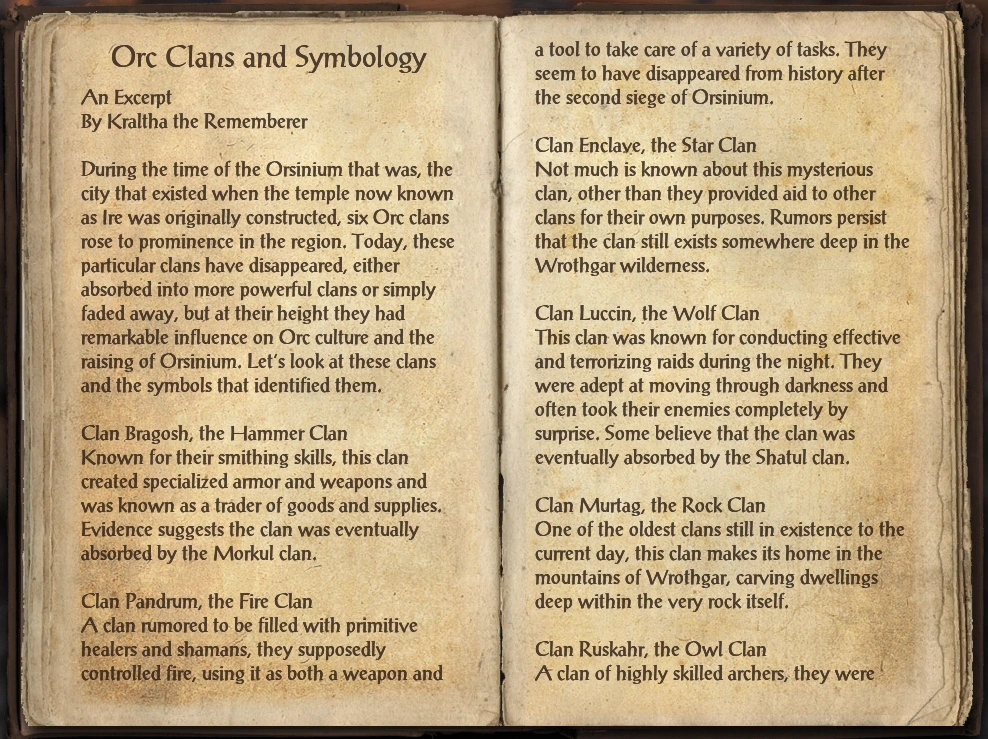 Orc Clans and Symbology | Elder Scrolls | Fandom