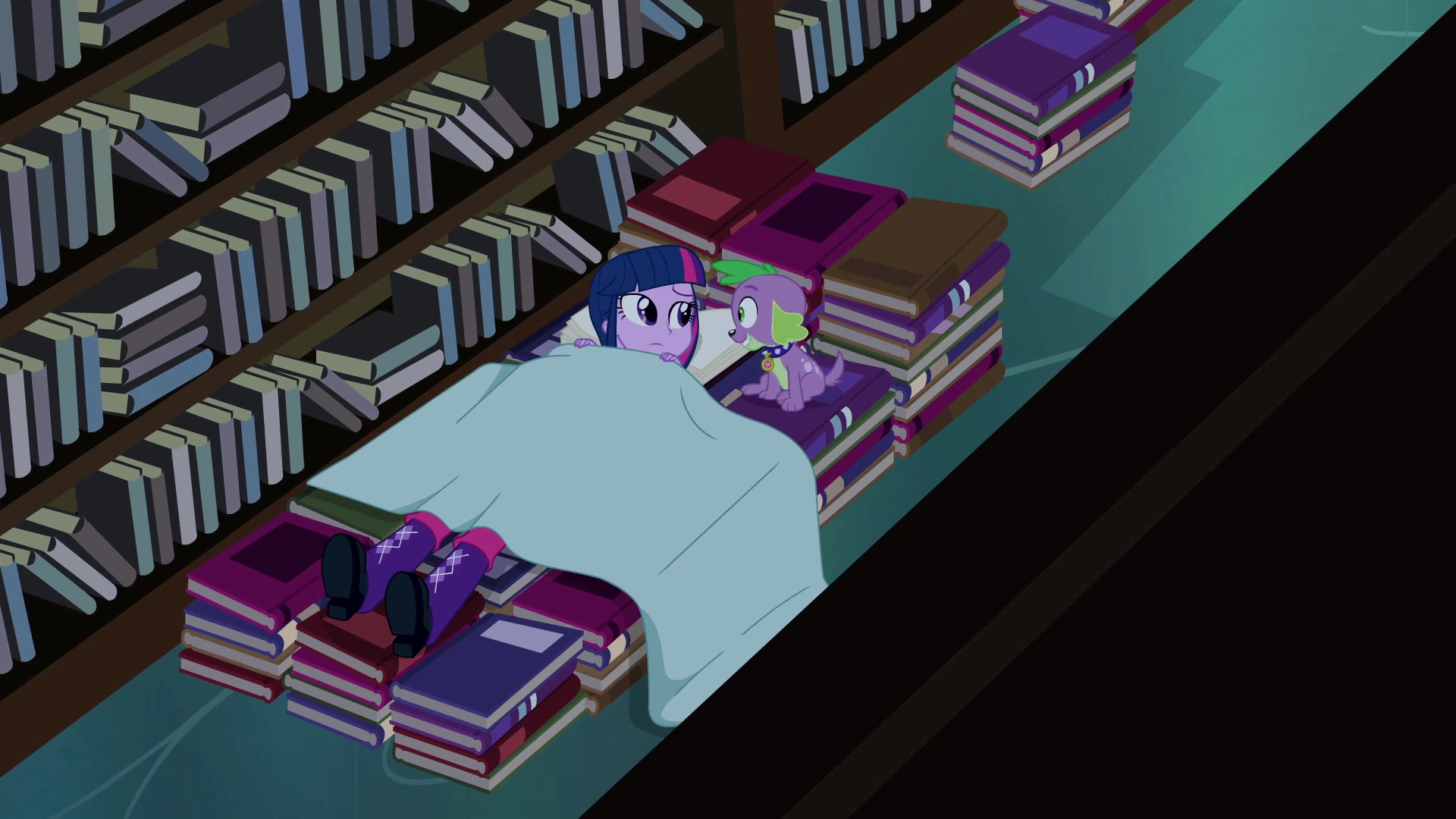 Image - Twilight and Spike library nighttime EG.png | My Little Pony ...