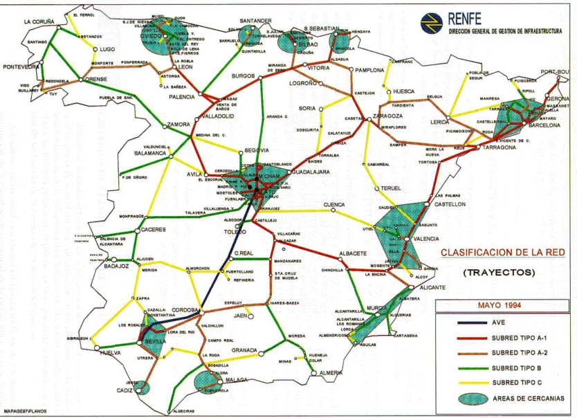 Imagen - Mapa renfe 1994.jpg | Ferropedia | FANDOM powered by Wikia