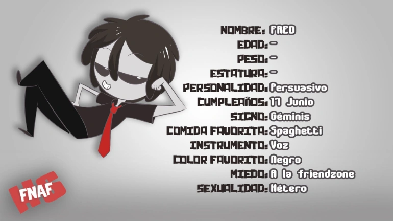 Imagen - Ficha de Fred.png | Wikia Five Nights at Freddy's: High School ...