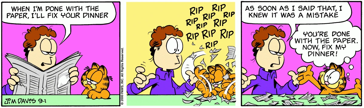 Garfield, September 2000 comic strips | Garfield Wiki | Fandom
