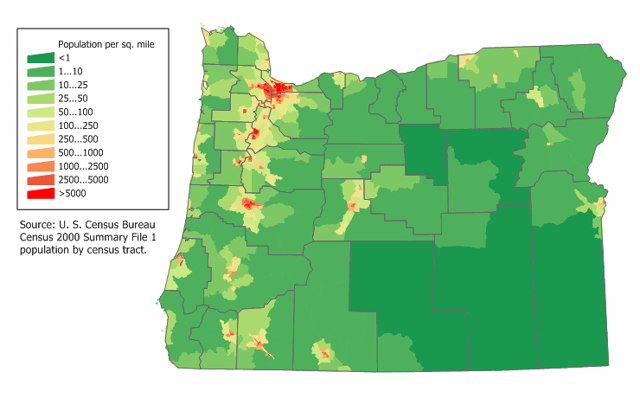 Image - Oregon population map.png | Familypedia | FANDOM powered by Wikia