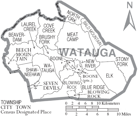 Image - Map of Watauga County North Carolina With Municipal and ...