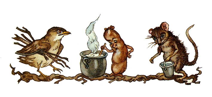 Von dem Mäuschen, Vögelchen und der Bratwurst (Illustrationen) | Grimm ...