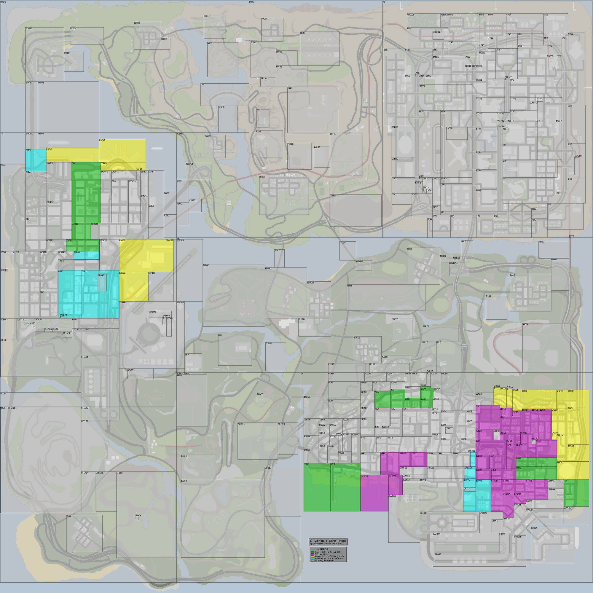 Gta San Andreas Gangs Map GTA San Andreas Tags Locations In Los Santos