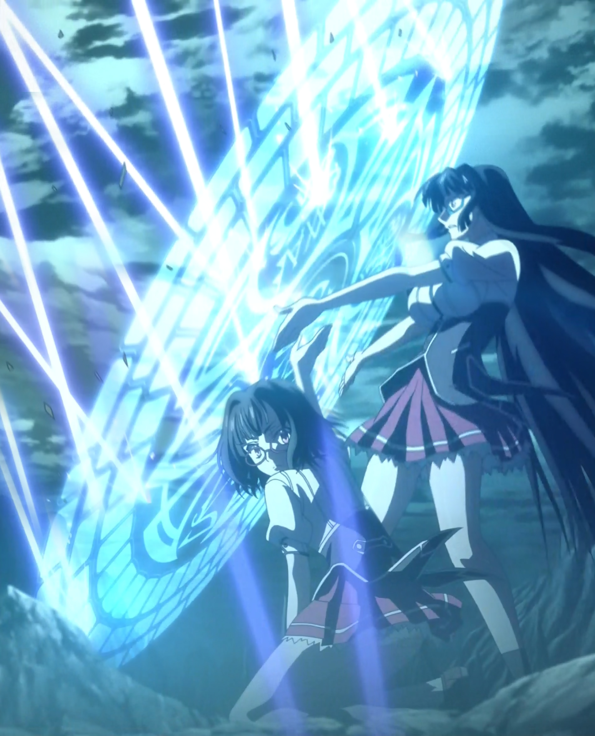 Image Tsubaki Shielding Sona From Incoming Attacks High School
