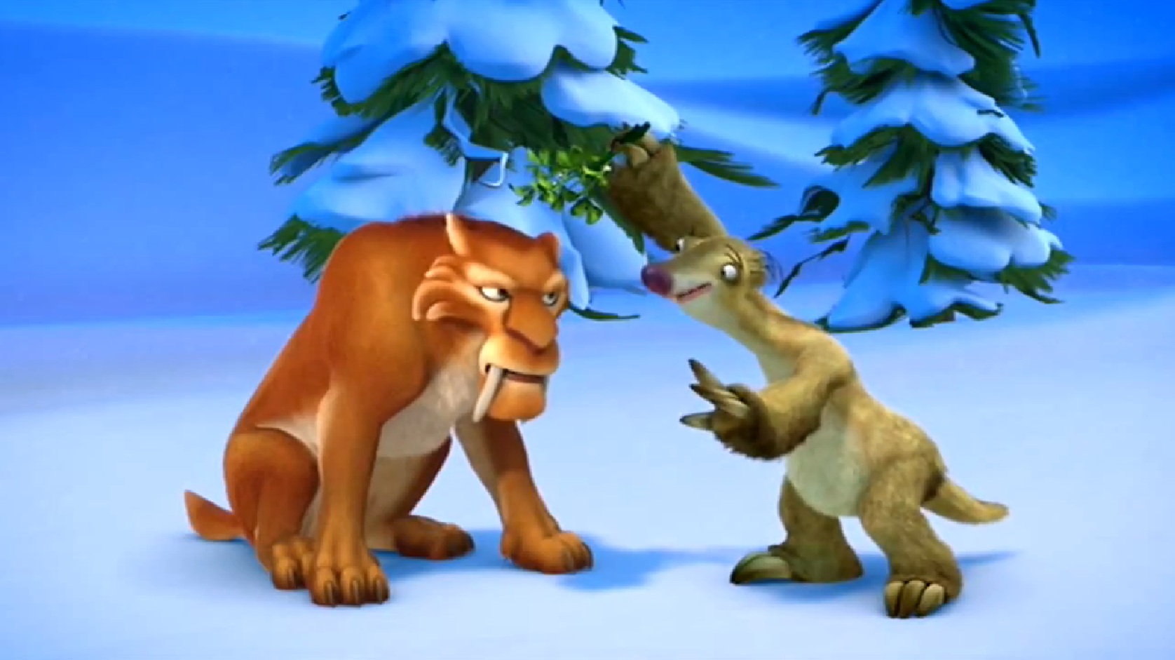Image Ice Age A Mammoth Christmas Sid Holds Mistletoe Over Diego Ice Age Wiki Fandom
