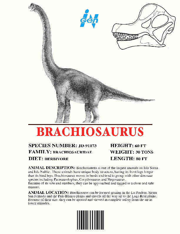Image Ingen Dinosaur Info Sheets Brachiosauruspng Jurassic Park Wiki Fandom Powered By Wikia