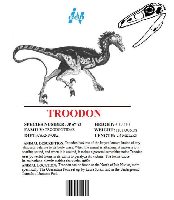 Image Ingen Dinosaur Info Sheets Troodon Jurassic Park Wiki Fandom Powered By Wikia
