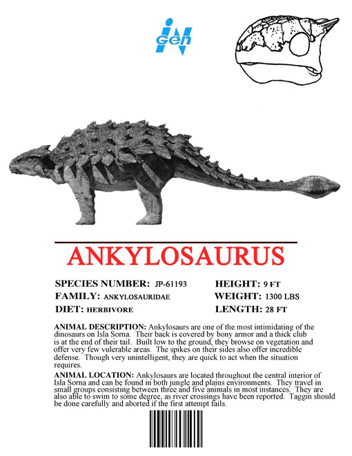 Image Ingen Dinosaur Info Sheets Ankylosaurus Jurassic Park Wiki Fandom Powered By Wikia