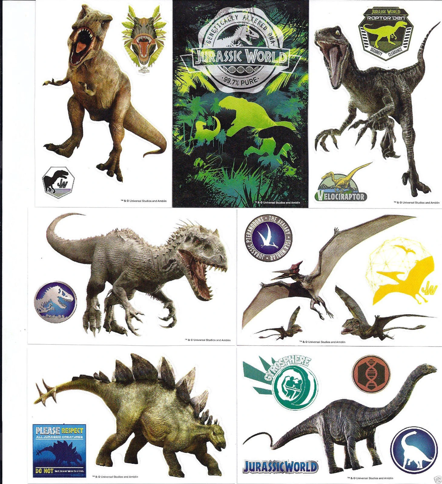 Image - JURASSIC WORLD 2015 VENDING STICKERS COMPLETE SET OF 10 2.jpg ...