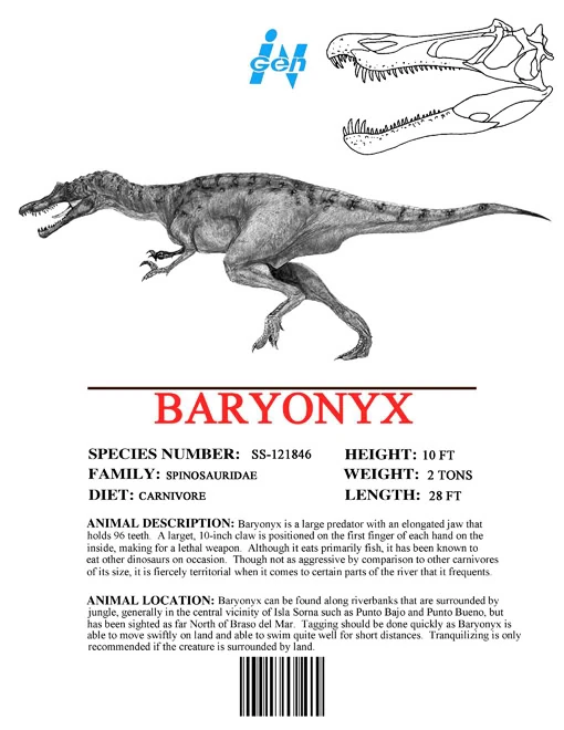 Image - Ingen Dinosaur Info Sheets Baryonyx.jpg | Jurassic Park wiki ...