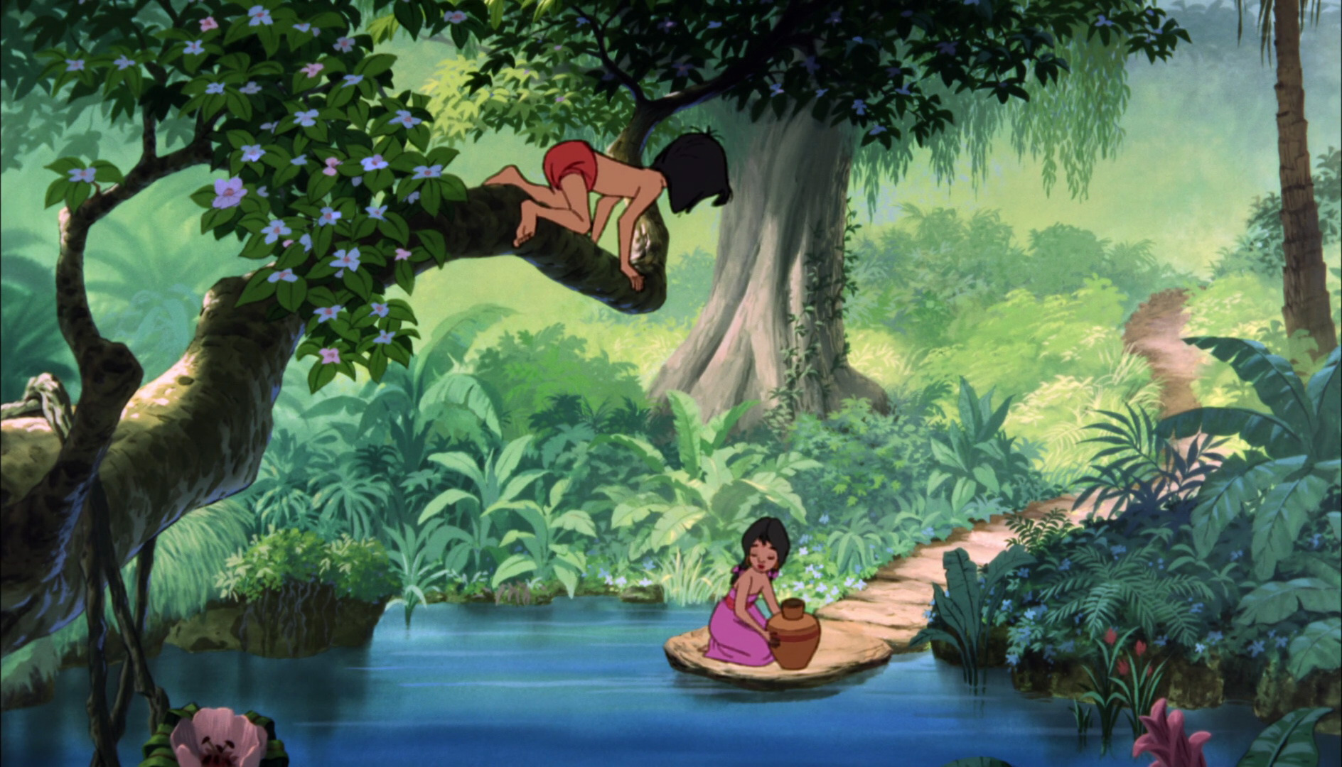 Image Mowgli Is In A Tree Looking Down At Shanti Love Interest