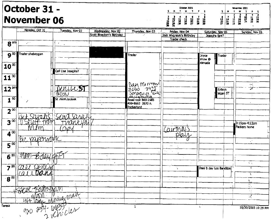 Teresa Halbach’s “day planner” | Making a Murderer Wikia | Fandom