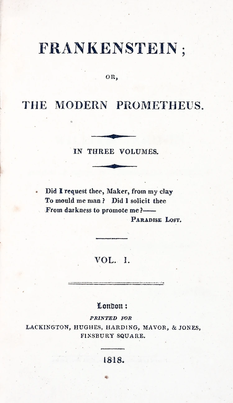 Frankenstein; or, The Modern Prometheus (1818) | Mary Shelley Wiki ...