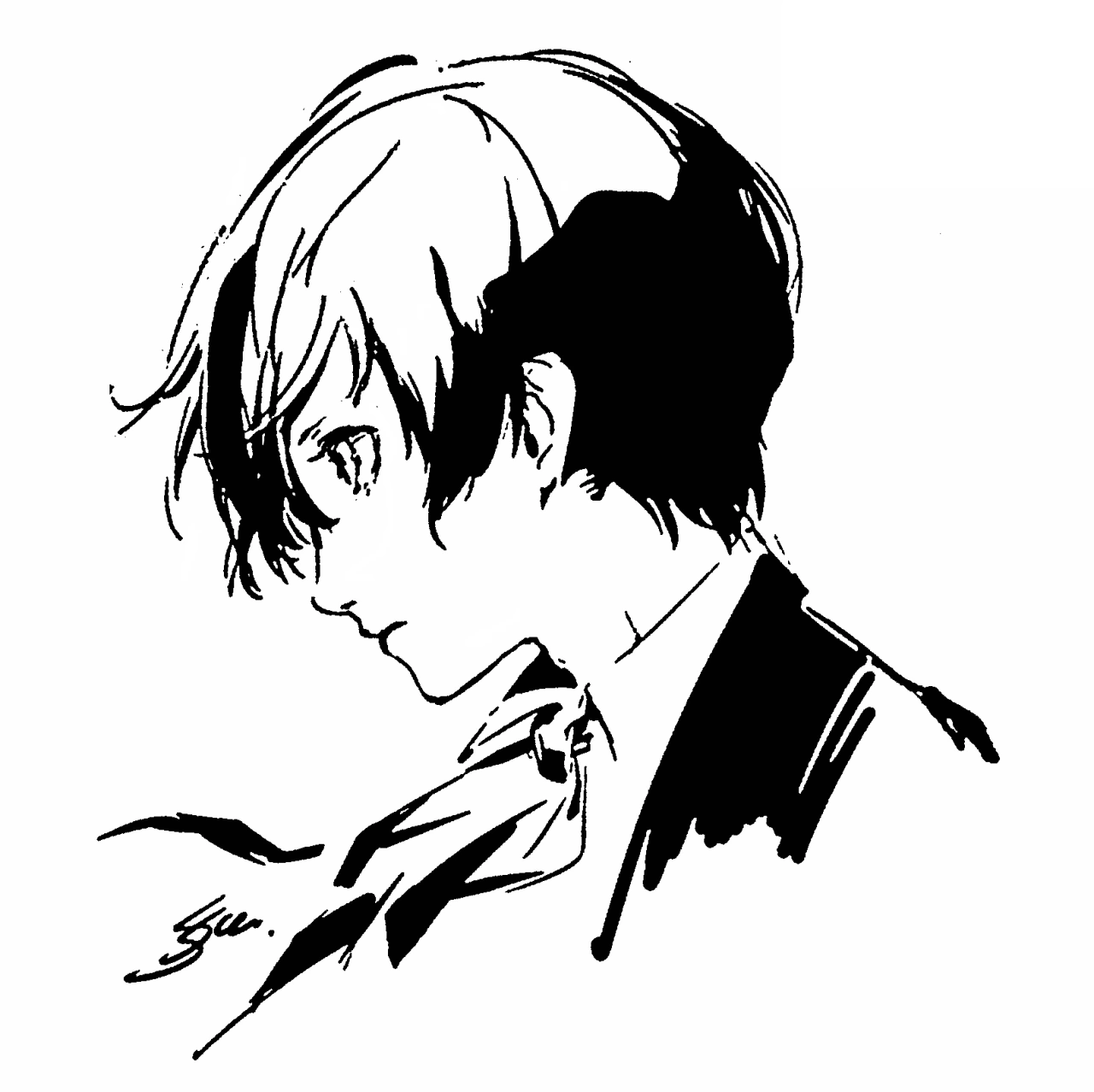 Image - P3M Sketch of Makoto Yuki by Shigenori Soejima.png | Megami ...