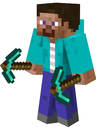 Image - Steve holding two diamond pickakes.png | Minecraft Bedrock Wiki ...