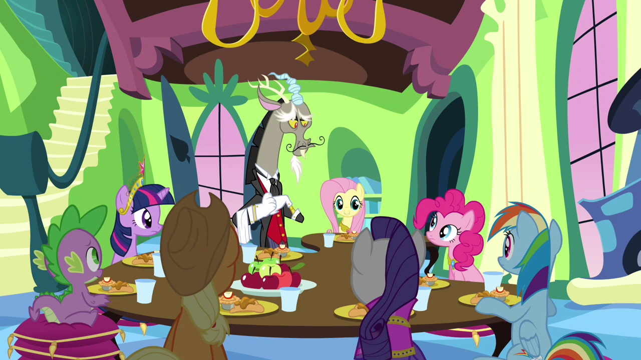 Image - Main cast and Discord around the dinner table S03E10.png | My ...