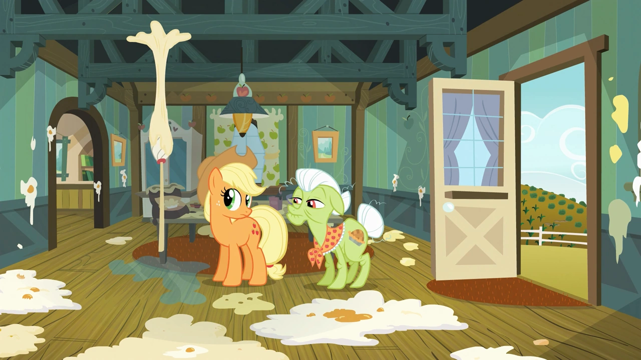 Image - Applejack and Granny Smith in messy kitchen S03E09.png | My ...