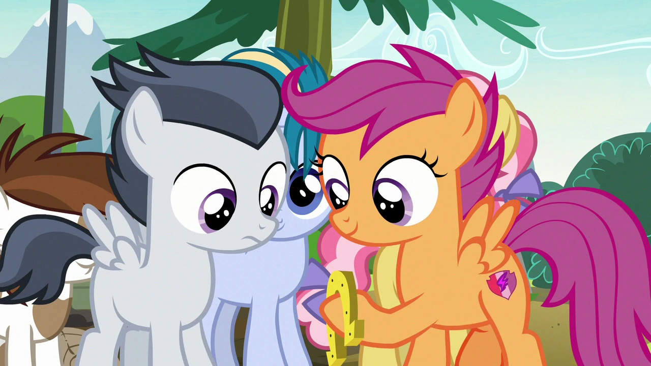 Image - Scootaloo giving the horseshoe to Rumble S7E21.png | My Little ...