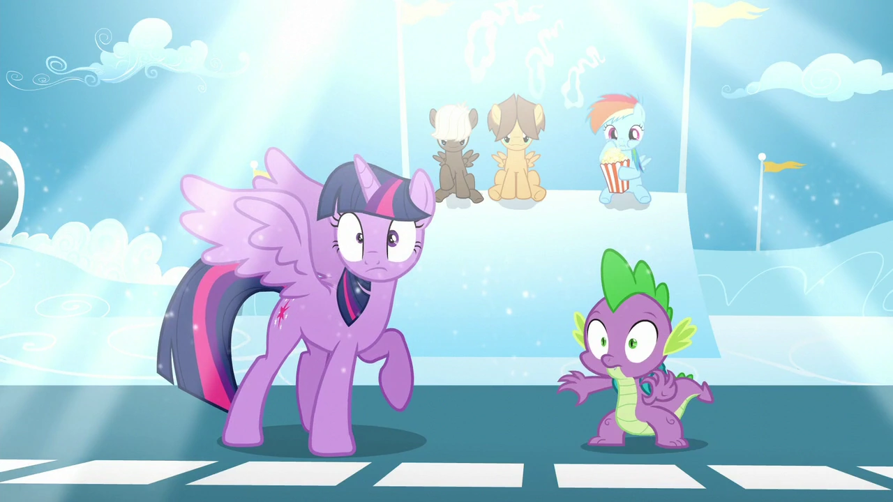 Image - A bright light shines above Twilight and Spike S5E26.png | My ...