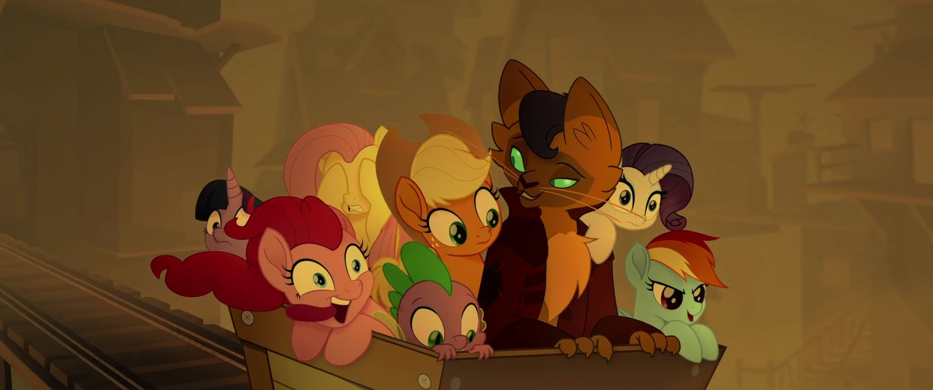 Image - Capper and ponies riding a mine cart MLPTM.png | My Little Pony ...