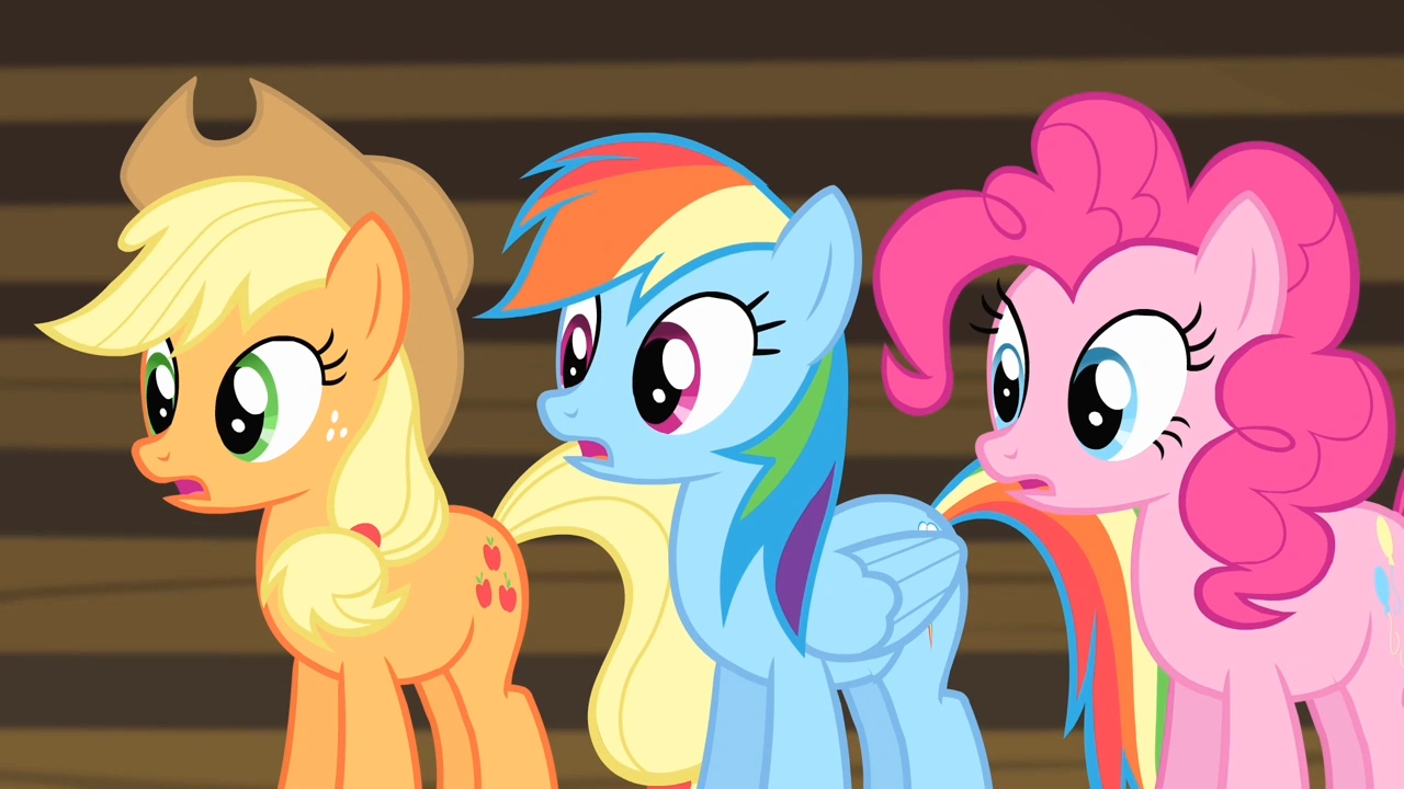 Image - Rainbow, Applejack and Pinkie shocked S4E08.png | My Little ...