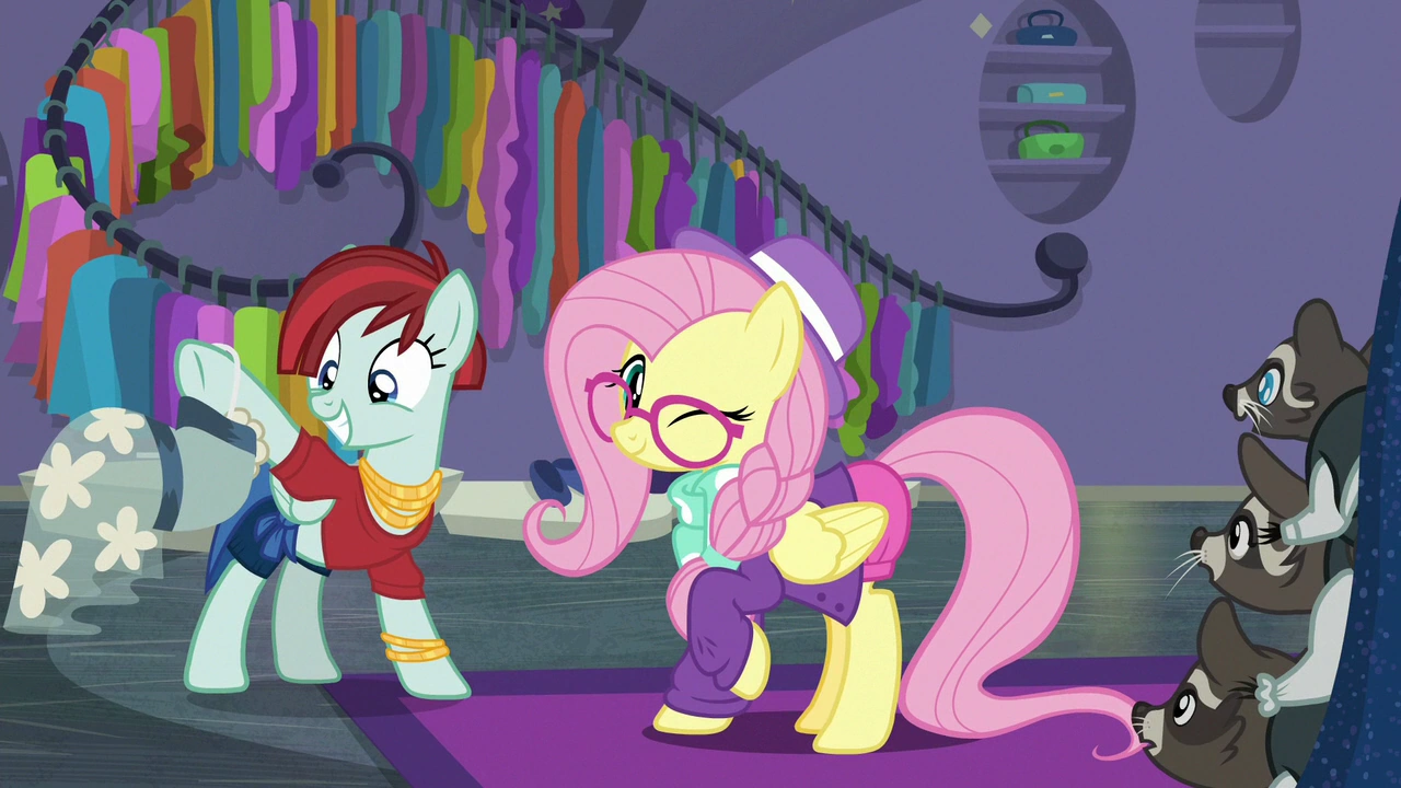 Image - Hipster Fluttershy winking at the raccoons S8E4.png | My Little ...