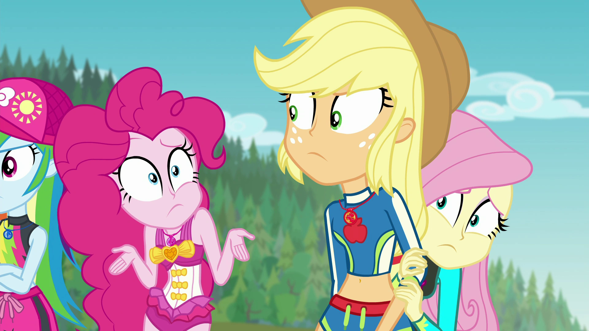 Image - Pinkie shrugging confused at Applejack EGFF.png | My Little ...