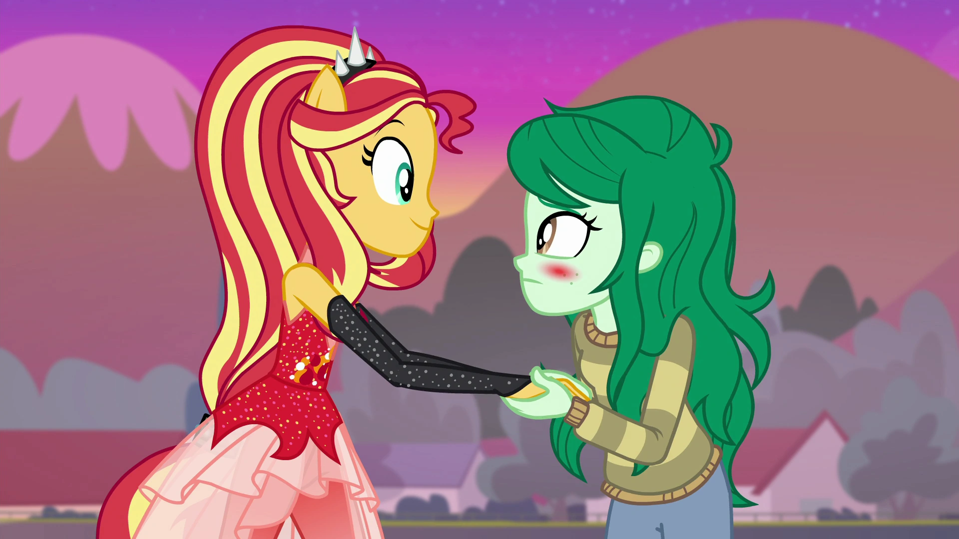 Imagen - Sunset Shimmer helping up Wallflower EGFF.png | My Little Pony ...