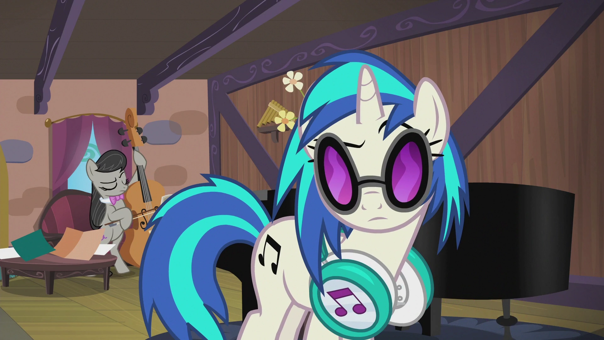 Image - DJ Pon-3 listening to Octavia Melody S5E9.png | My Little Pony ...